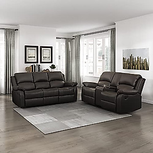 Lexicon Saffron Wall-Hugger Manual Double Glider Reclining Loveseat, Brown