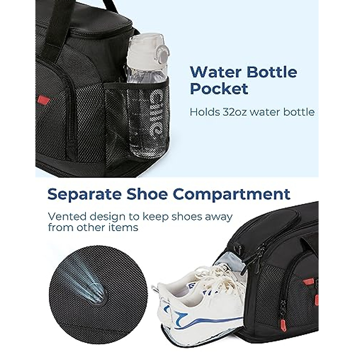 Gym Bag for Men Women, BAGSMART Expandable Sports Travel Duffel Bag, Lightweight Workout Bag with Shoe Compartment & Wet Pocket, Water Resistant Weekend Overnight Duffle Bag for Travel Gym, Black