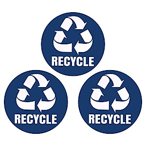 MECCANIXITY Recycle Sticker Bin Labels 5 Inch Large Recycling Vinyl for Stainless Steel/Plastic Trash Can, Blue Pack of 3