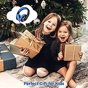 rockpapa Comfort+ Kids Headphones with Microphone and Volume Control, Boys Girls Student Over-Ear Headphones Wired for School Classroom Laptop PC Computer Tablet Black Blue