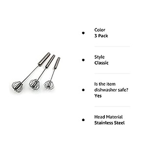 Stainless Steel Semi-automatic Egg Whisk - 3PCS Hand Push Rotary Whisk Blender (3 Pack)