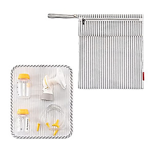 BABEYER Wet Dry Bag for Breast Pump Parts Storage, Waterproof Pump Parts Bag with Place Mat for Moms Pumping at Work-Straps