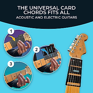 Learn Guitar in Minutes | Cheaper than Guitar Lessons | Card Chords (Fits All Guitars) GUITAR CHORDS allow you to PLAY the ELECTRIC Guitar while the CARD is on the FRETBOARD Made in USA