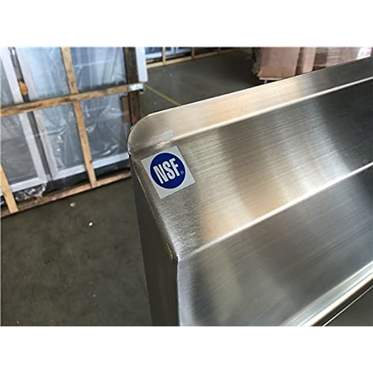 Commercial Kitchen Corner Sink 3 Compartment Stainless Steel NSF with Right and Left Drainboards，Splashboard