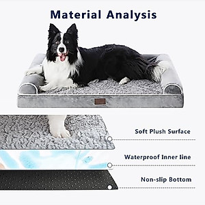 Figopage Orthopedic Dog Beds for Large Dogs - Extra Large Dog Beds for Large Dogs with Washable Removable Cover, Waterproof Comfy Dog Bed Couch with Sides for Medium/Large Dogs