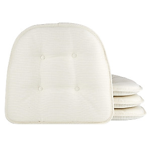 Klear Vu Omega Non-Slip Universal Chair Cushions for Dining Room, Kitchen and Office Use, U-Shaped Skid-Proof Seat Pad, 15x16 Inches 4 Pack Solid Ivory 4 Count