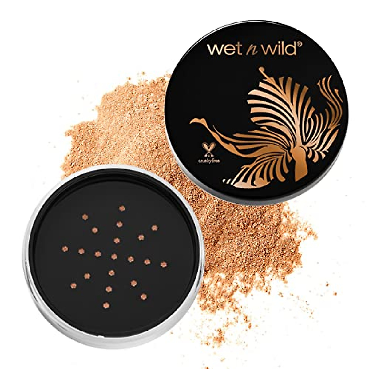 Wet n Wild MegaGlo Loose Highlighting Powder Makeup, Glow With The Flow, Gold | Vegan | Cruelty-free