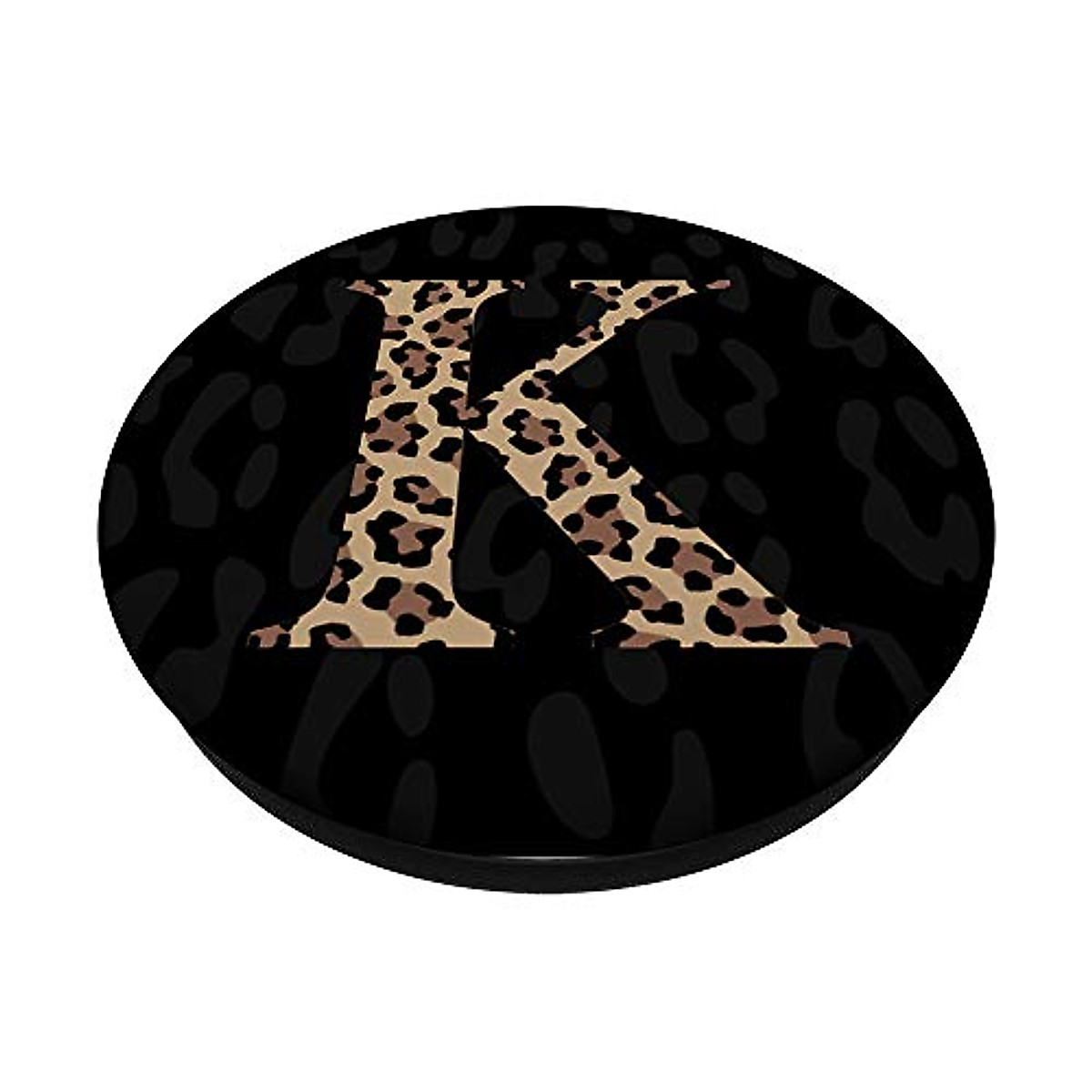 Black Leopard Print Cute Initial Letter K Monogram For Women PopSockets PopGrip: Swappable Grip for Phones & Tablets