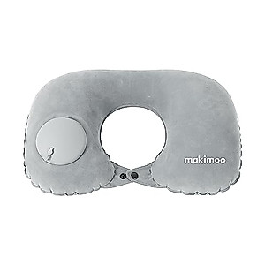 Makimoo Inflatable Travel Pillow, Neck Pillow for Travel, Inflatable Neck Pillow for Travel, Plane Pillow, Blow Up Pillow, Airplane Pillow for Neck, Waist, Back and Camping Cushion (Grey)