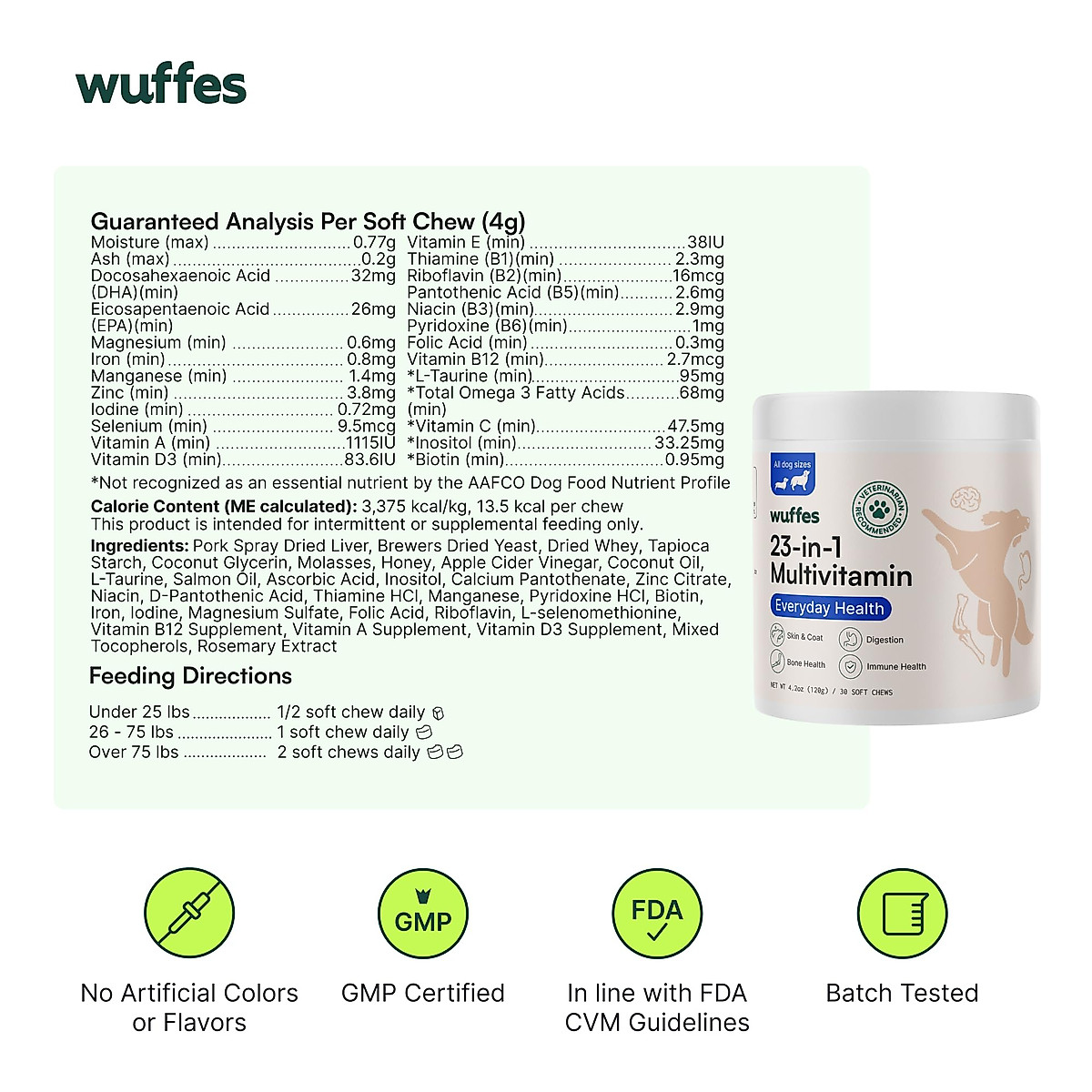 Wuffes 23-in-1 Chewable Dog Multivitamin&Supplements Bundle - Dog Multivitamin for Small&Large Breed - 2 Pack - 60 Count