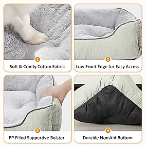 FURTIME Medium Dog Beds for Medium Dogs, Rectangle Washable Dog Bed, Orthopedic Dog Bed Soft and Comfy Calming Puppy Bed Waterproof Dog Cuddler Sofa Pet Bed with Anti-Slip Bottom M(25''x21''x8'')