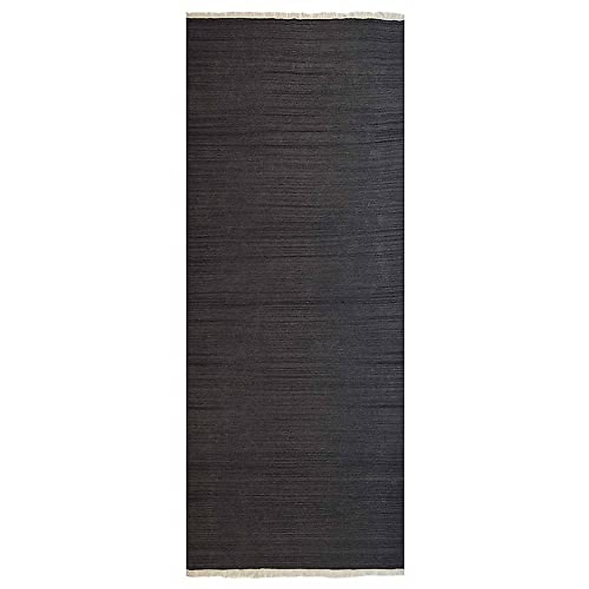 Rugsotic Carpets Hand Woven Flat Weave Kilim Wool 2'6''x10' Runner Area Rug Solid Charcoal D00111