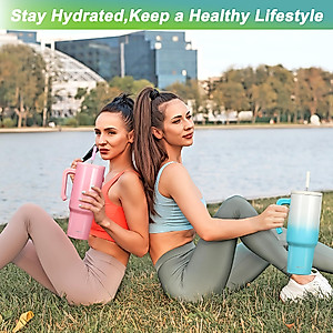 40 oz Tumbler with Handle | Insulated Tumbler with Leak-proof Lid and Straw | Stainless Steel Coffee Travel Mug | Reusable Water Bottle Cup | Keeps Cold for 34Hrs (Fairyland Green)