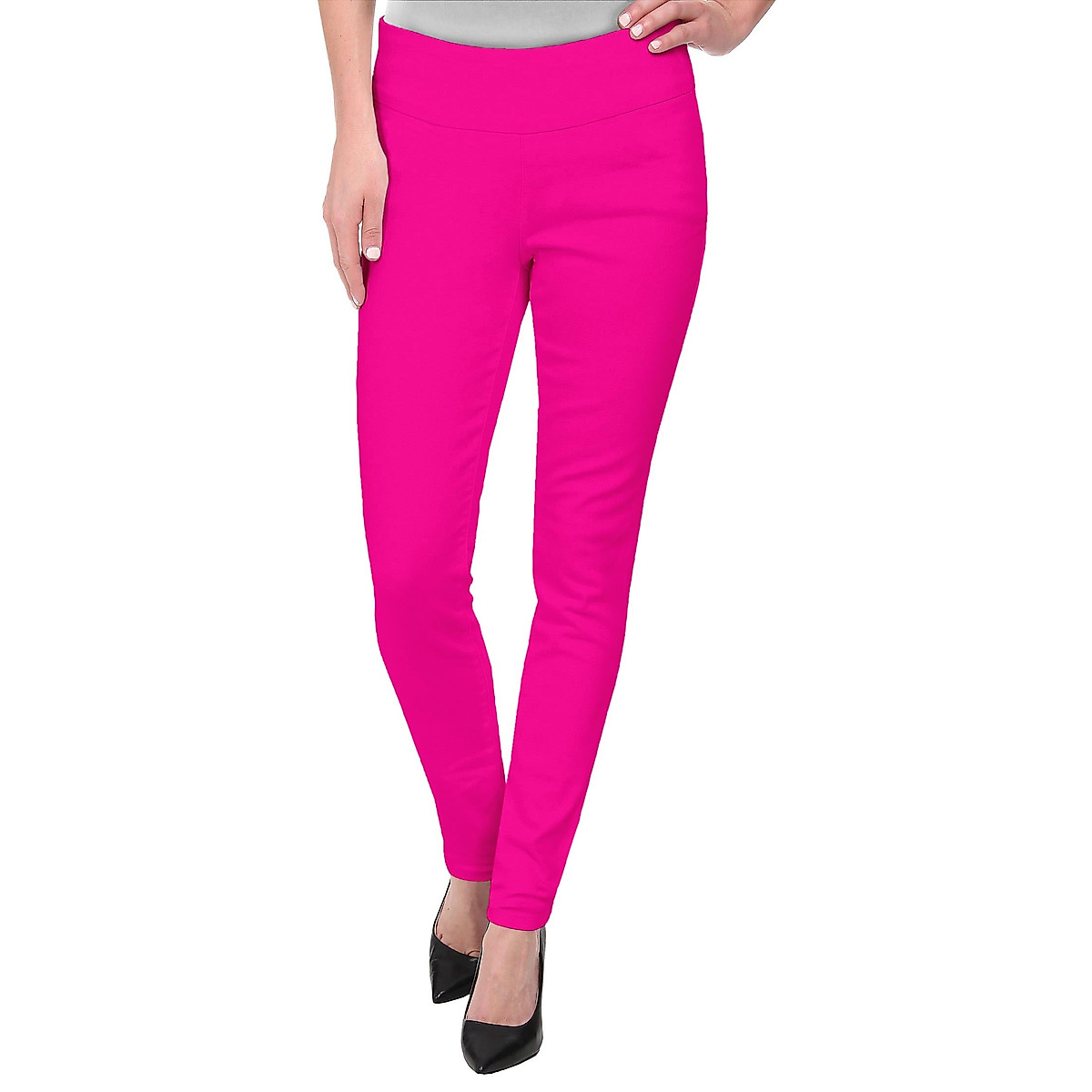 Hybrid & Company Super Comfy Stretch with Full Elastic Waist Pull On Hot Pink Millennium Twill Pant KP44972 Neon Pink S
