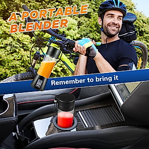 Portable Blender, Personal Size Blender for Shakes and Smoothies with 6 Ultra Sharp Blades, BPA Free,Cordless, Mini Blender Cup with Travel Lid and USB Rechargeable for Office, Gym, Kitchen