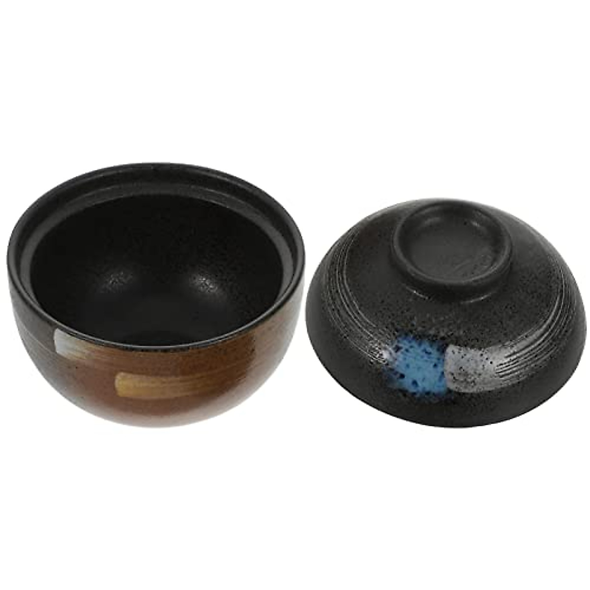 BESTonZON 2 pcs Pho Steaming Bowls Bird Tableware Chill Appetizer Noodle Saucer Japanese Black Use Salad Lid Vegetables Delicate Vintage Soup Stockpot Nest Miso Pot Serving Earthen Stew
