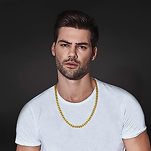 Evegfts Gold Chain for Men, 5MM Mens Chain Cuban Link Chain Necklace for Men Women Boy Girls Super Sturdy Shiny 20 Inch