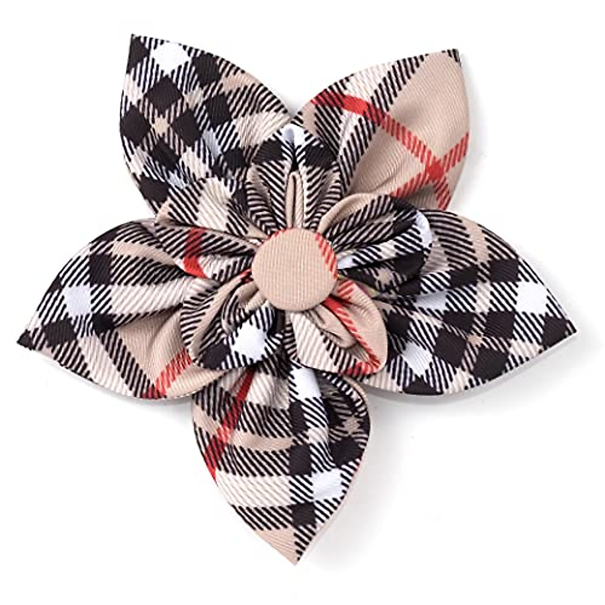 The Worthy Dog Bias Plaid Flower Adjustable Collar Attachment Accessory - Large