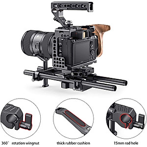 SmallRig 15mm Long Lens Support, 53.5mm Height Adjustable Lens Bracket for DSLR Camera Shoulder Rig - BSL2681