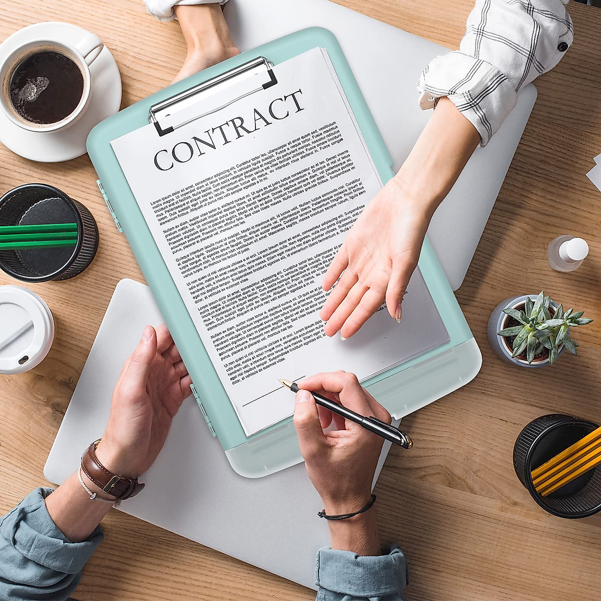 Rimilak Plastic Clipboard with Storage, High Capacity Nursing Clipboards with Pen Holder, Slim Clipboard Storage Box with Heavy Duty Clips, Clipboard Folder Side-Opening, Dark Green