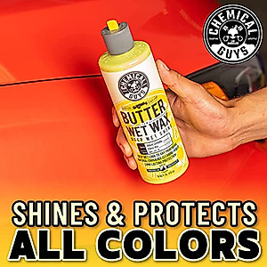 Chemical Guys WAC_201_16 Butter Wet Wax (16 fl oz) Banana Scent, and MIC_292_08 Premium Grade Microfiber Applicator, Blue (Pack of 8)