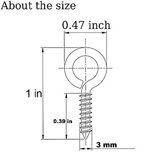 Axe Sickle Silver 1 inch Screw Eyes Metal Eye Hooks Small Eyelet Screws, 100 Pcs