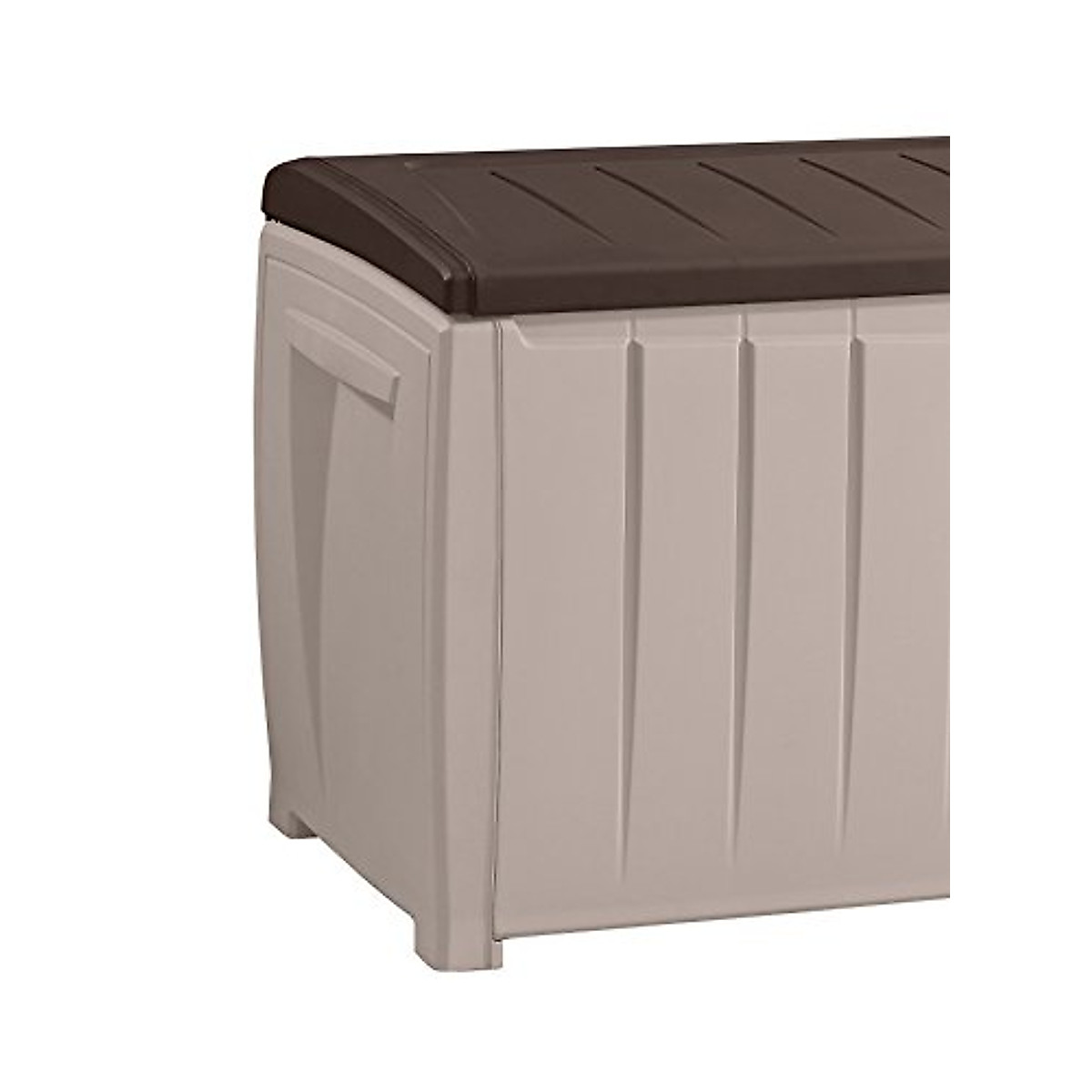 Keter Novel Outdoor Plastic Storage Box Garden Furniture, Beige and Brown, 124 x 55 x 62.5 cm