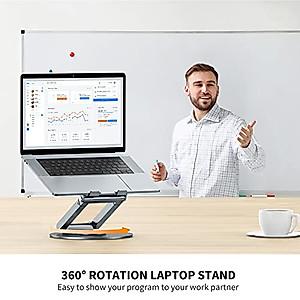 ProtoArc 360 Rotating Laptop Stand, ESZ1 Swivel Laptop Riser Ergonomic Computer Stand for Laptop, Adjustable Height, Fully Foldable for Easy Storage, Fits All MacBook/Laptops up to 17 inches