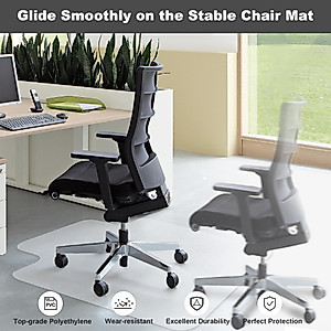 Chair Mat for Hardwood Floor - 47.5" x 35.5" Office Chair Mat with Lip. Hard Floor Protector for Rolling Chairs on Hard Wood and Tile Floors, Desk Chair Mat for Office Gaming Computer Desk Chair