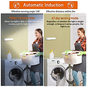 SOKOSEY Motion Sensor Under Cabinet Lights 40 LED USB Rechargeable Battery Operated LED Closet Light, Wireless Magnetic Dimmable Under Cabinet Lighting for Wardrobe,Closets,Cabinet,Cupboard 4 Pack