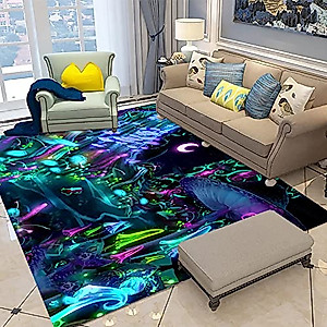 Boho Tree of Life Sun and Moon Hippie Trippy Skull and Mushroom Area Rugs 3D Digital Print Carpet Living Room Bedroom Sofa Mat Door Mat Home Decoration 5.25 x 7.5 ft/63 x 90 in