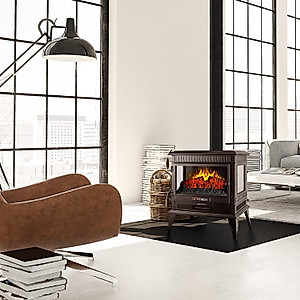 25" Electric Fireplace Heater with Logs, Lights, 3D Flame Effects - 1400W, Free Standing for Living Rooms