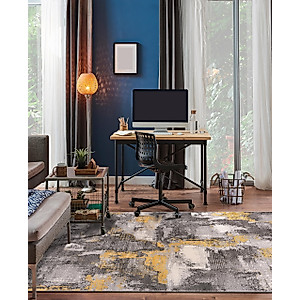 Rugshop Brighton Modern Abstract Stain Resistant Soft Area Rug 5' x 7' Yellow