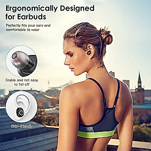 TYC True Wireless Earbuds, Ear Buds Wireless Bluetooth Earbuds with Microphone, Touch Control Earbud & Full in-Ear Headphones for Workout, Stereo Deep Bass IPX5 Waterproof Earbuds for iPhone Android
