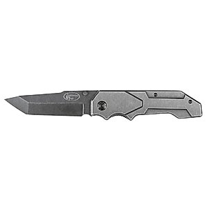Performance Tool W9357 Non-Reflective Black Tanto Blade Pocket Knife with Inline Blade Lock and Pocket Clip - 8-1/4-Inch Overall Open Length
