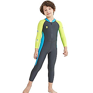 AIWUHE Kid's Full Body Swimwear Boys&Girls One Piece Swimsuit Long-Sleeve Water Sports Rash Guard UPF 50+ Sunsuit Sets Gray 2-3T S
