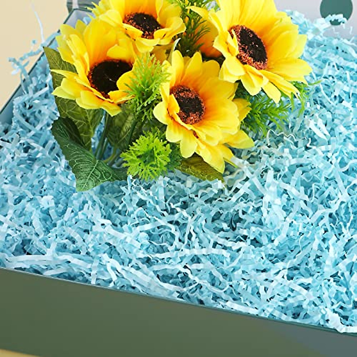 Green Bean 0.5 LB Crinkle Cut Paper Shred Filler, Baby Blue Shredded Paper for Gift Baskets Filling, Crinkle Paper for Gift Wrapping