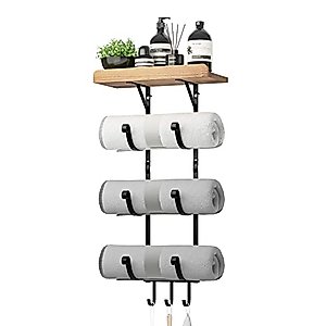 SODUKU Towel Rack Wall Mounted 3 Tier Modern Decorative Bathroom Towel Holder Practical Towel Storage Rack Can Hold 3 Bath Sheets for Storage of Bathroom Towels Yoga Mat