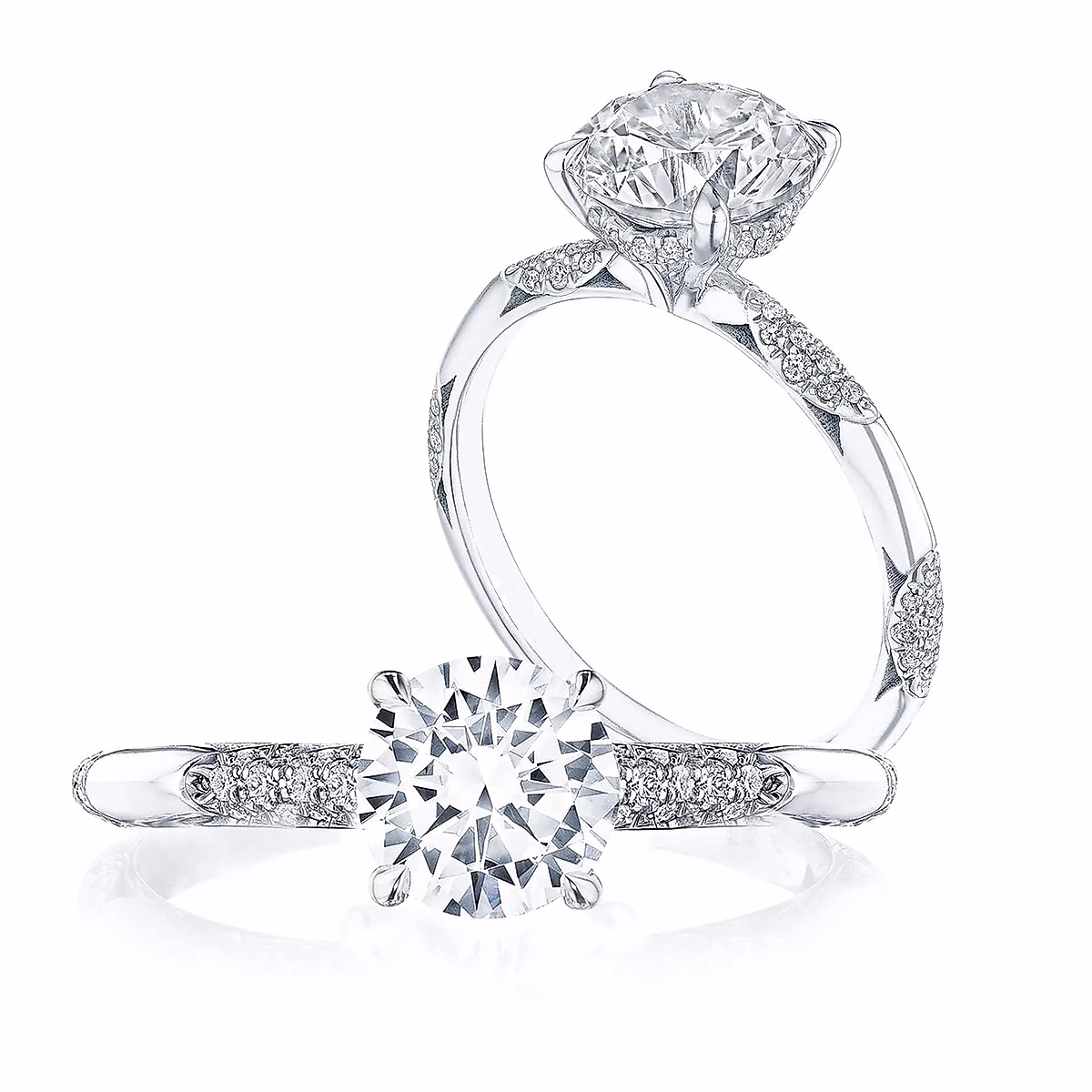 DOLPHERS 1.17 Carat Moissanite and Lab Grown Diamond Engagement Rings Platinum Plated Silver Diamond Rings for Women (D Color, VVS Clarity)- Round-6