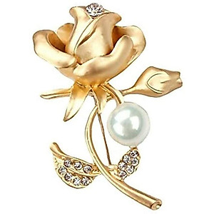 Brooches Brooch Pin Rhinestone Pearl Brooch Floral Diamond Brooch Girl Lady Jewelry Wedding Party Birthday Gift Gold Bow Gold Silver
