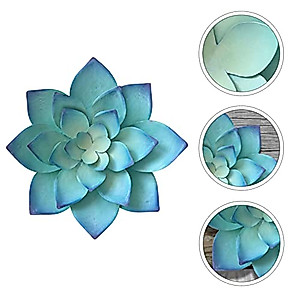DOITOOL Metal Flower Wall Art Iron Succulent Sculpture Floral Hanging Art Decoration for Indoor Outdoor Home Garden Patio Bedroom Living Room Blue