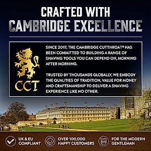 The Cambridge Cutthroat® Cut Throat Razor Kit with Blades & Travel Pouch - Missanda Hardwood & Stainless Steel Professional Barber Shaver Men - Straight Edge Moustache & Beard Shaper