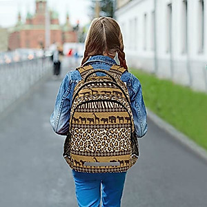 African Leopard Giraffe Animals Print Backpacks Travel Laptop Daypack School Book Bag for Men Women Teens Kids