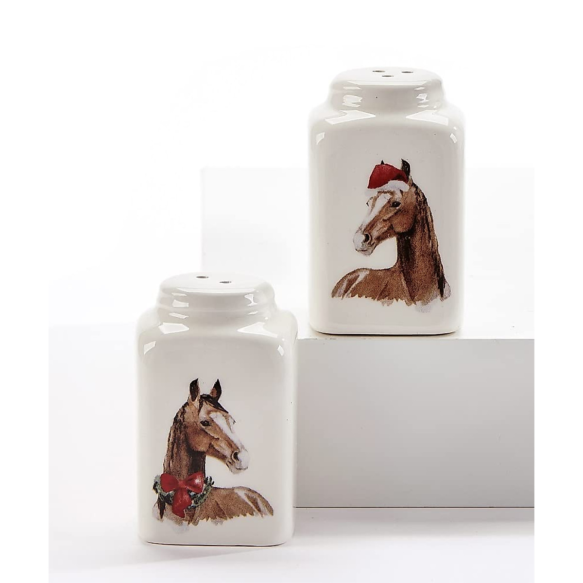 Giftcraft 682518 Christmas Horse Salt and Pepper Shakers, 2.75 inch, Ceramic