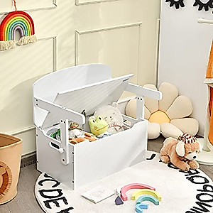 Costzon Kids Table and Chair Set, Convertible Toy Storage Bench with Built-in Handle for Kindergarten, Preschool, Kids Room, Playroom, Wood Reading Nook for Toddler Boys Girls Ages 3 to 7