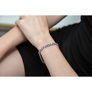 B. BRILLIANT Sterling Silver Genuine Tanzanite 4mm Round Tennis Bracelet for Women Bridesmaids