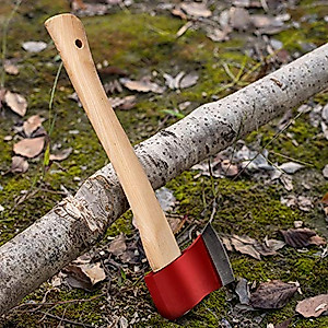 Eletorot Camping Hatchet, 14.5" Wood Chopping Axe Splitting Small Camping Axe Wooden Handle Camping Hand Tools, Gifts for Dad, Men, Husband (Red)