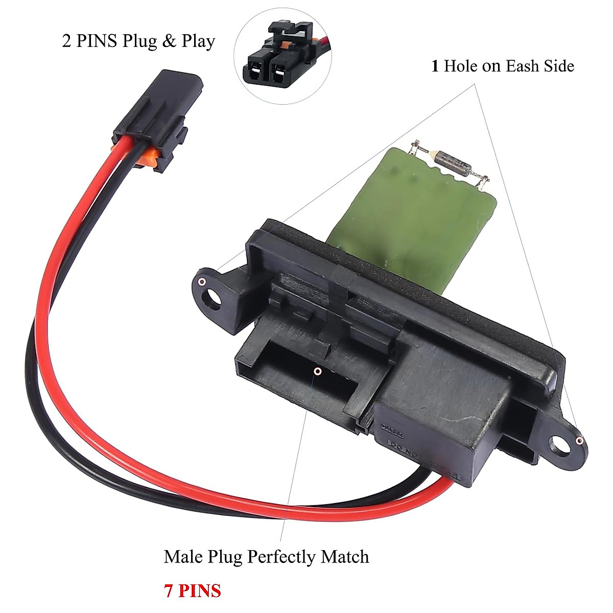 HVAC Blower Motor Resistor - Compatible with 1999-2006 Chevy Silverado GMC Sierra 1500 2500 3500 2000-2002 Yukon XL - Replaces 89019089 89018597