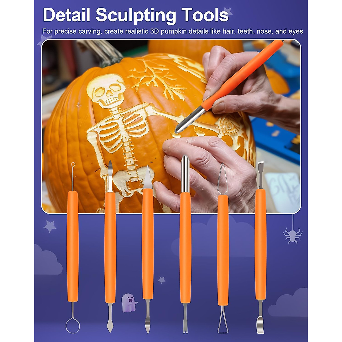 Luditek Pumpkin Carving Kit, 11 Pieces Halloween Jack-O-Lanterns Professional Stainless Steel Pumpkin Carving Tools, Pumpkin Cutting Supplies Tool Kit Halloween Gifts for Adults Kids