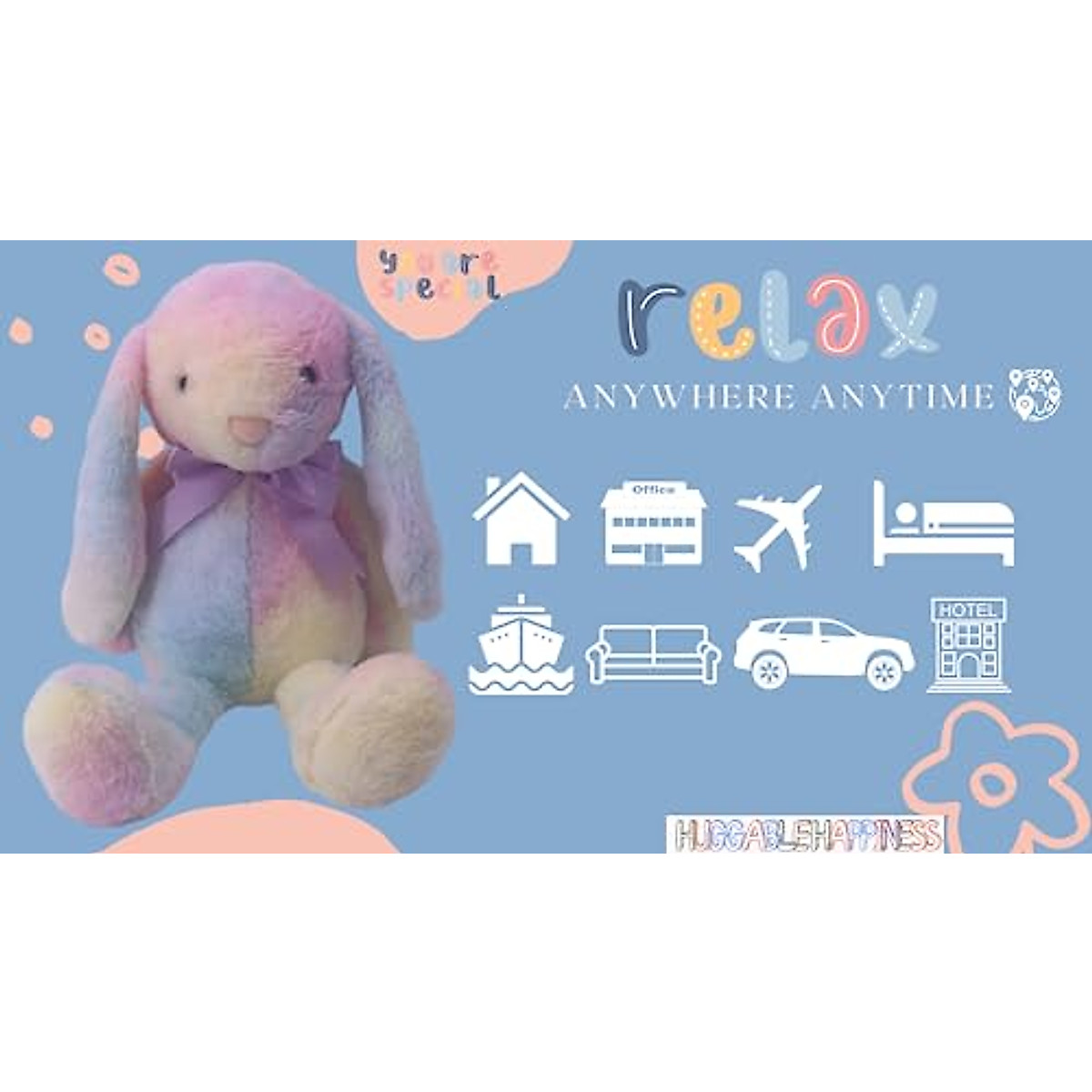 Huggable Happiness Weighted Stuffed Animals | Weighted Plush Toy for Anxiety, Calm and Comfort | Therapeutic Sensory Weighted Plushies Animal | Cute Stuffed Animals | 18in - 3lb